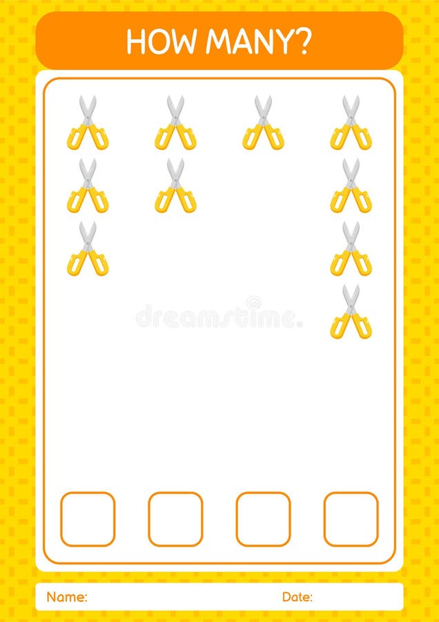 How Many Counting Game with Scissors. Worksheet for Preschool Kids ...