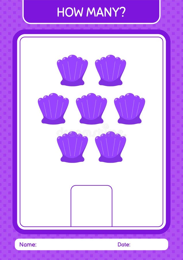 How Many Counting Game with Shells. Worksheet for Preschool Kids, Kids ...