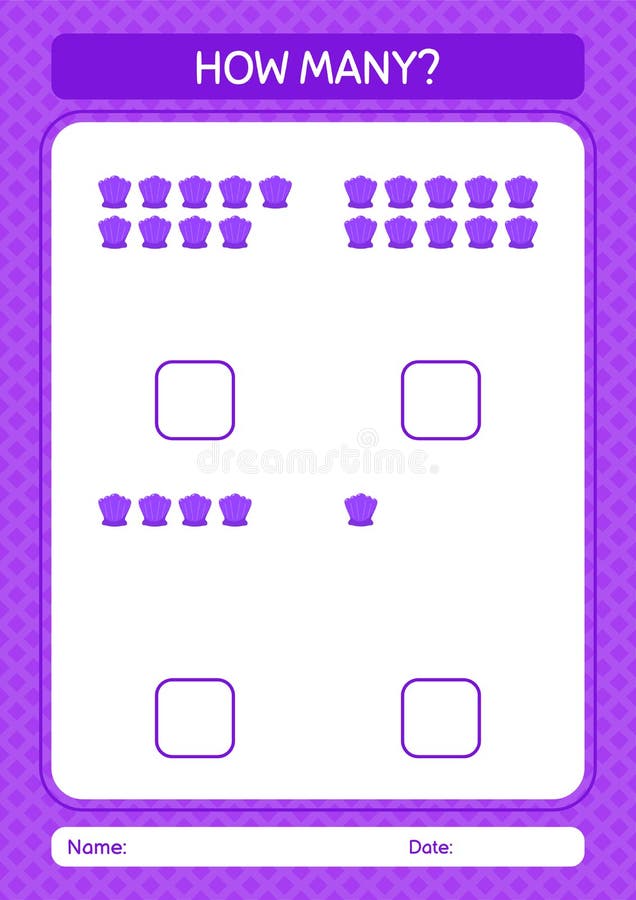 How Many Counting Game with Shells. Worksheet for Preschool Kids, Kids ...