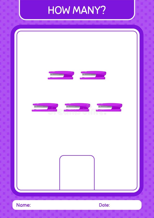 How Many Counting Game with Stapler. Worksheet for Preschool Kids, Kids ...