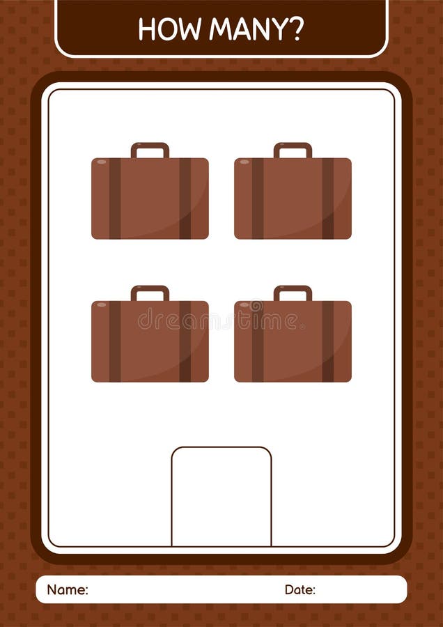 How Many Counting Game with Suitcase. Worksheet for Preschool Kids ...