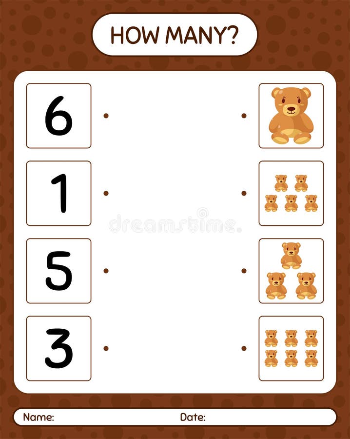 How Many Counting Game with Teddy Bear. Worksheet for Preschool Kids ...