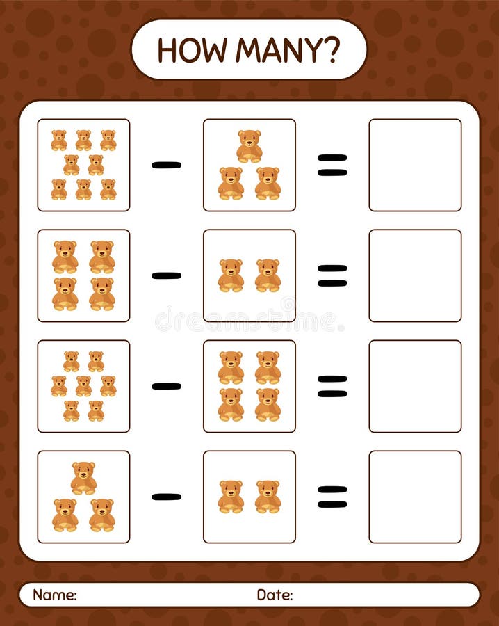 How Many Counting Game with Teddy Bear. Worksheet for Preschool Kids ...