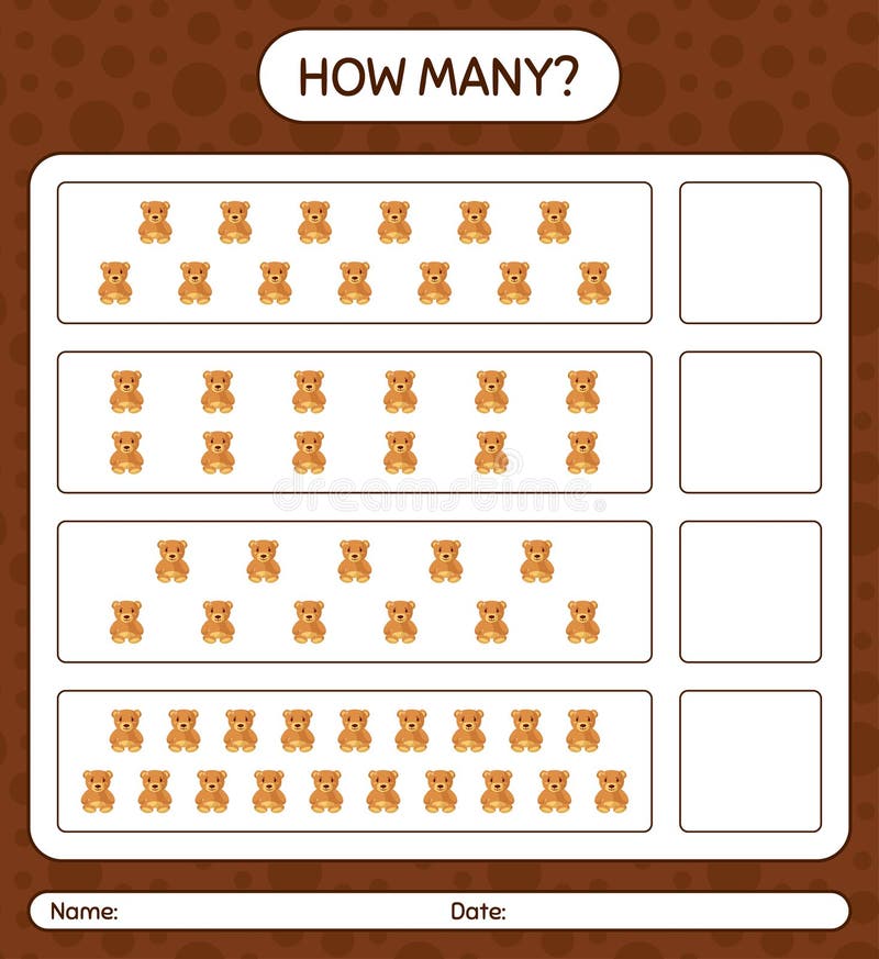 How Many Counting Game with Teddy Bear. Worksheet for Preschool Kids ...