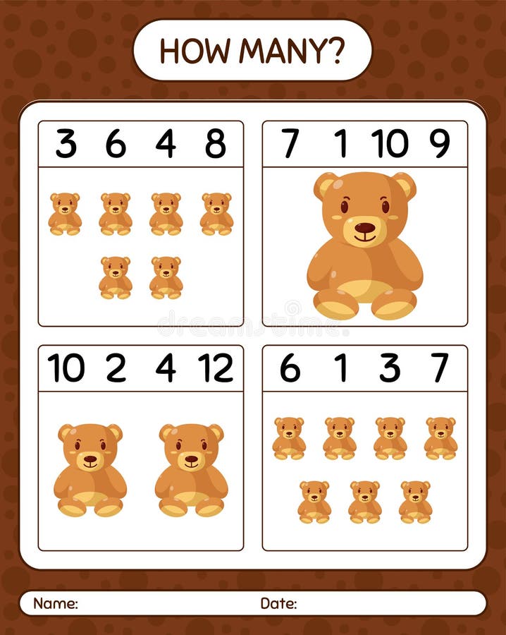 How Many Counting Game with Teddy Bear. Worksheet for Preschool Kids ...