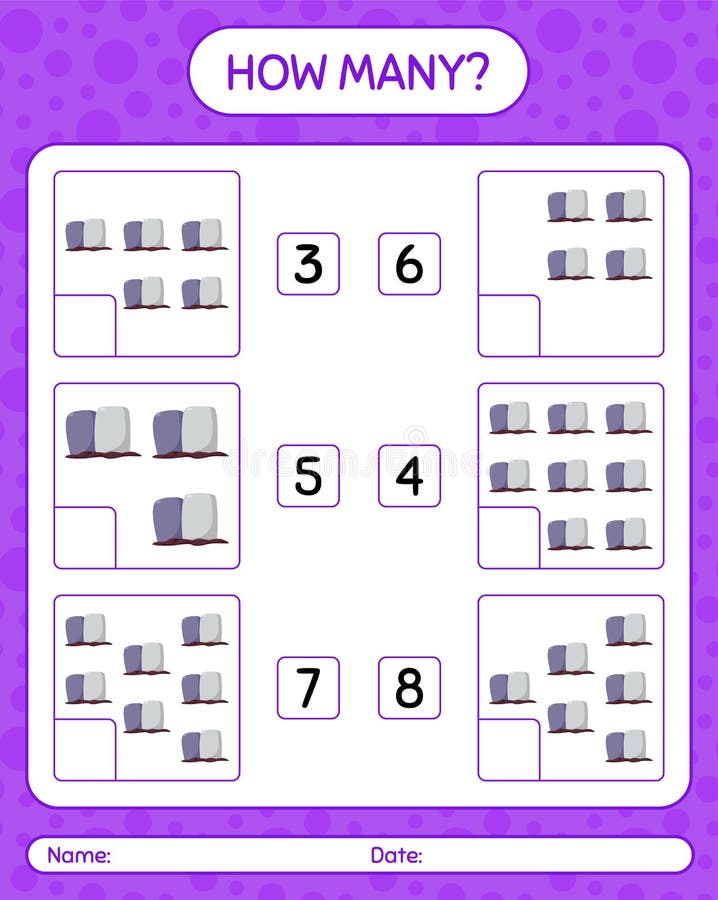 How Many Counting Game with Tombstone. Worksheet for Preschool Kids ...
