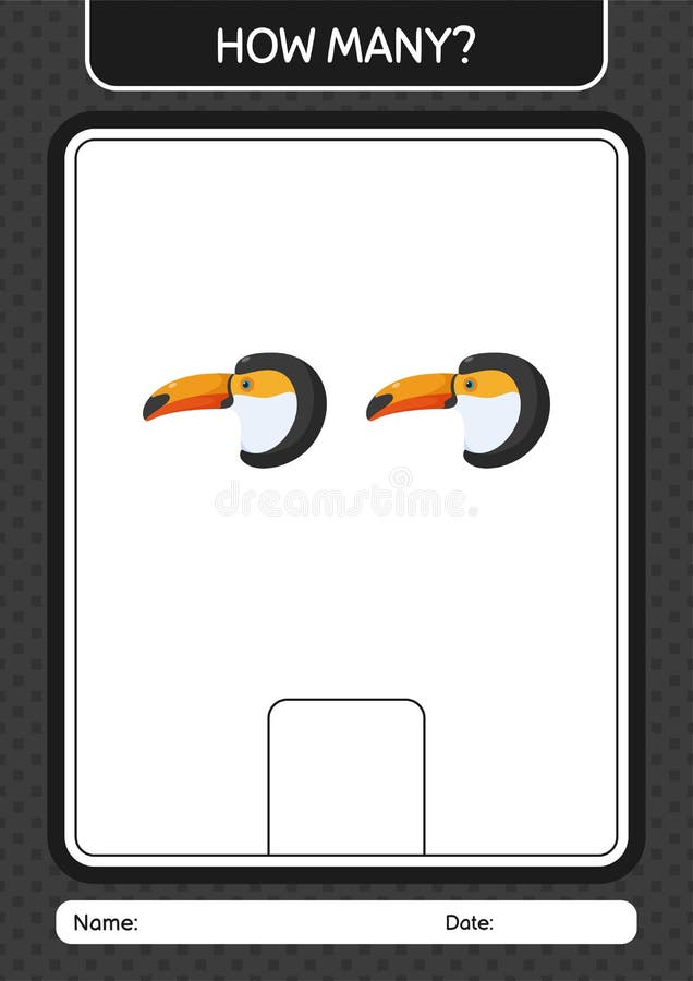 How Many Counting Game with Toucan. Worksheet for Preschool Kids, Kids ...