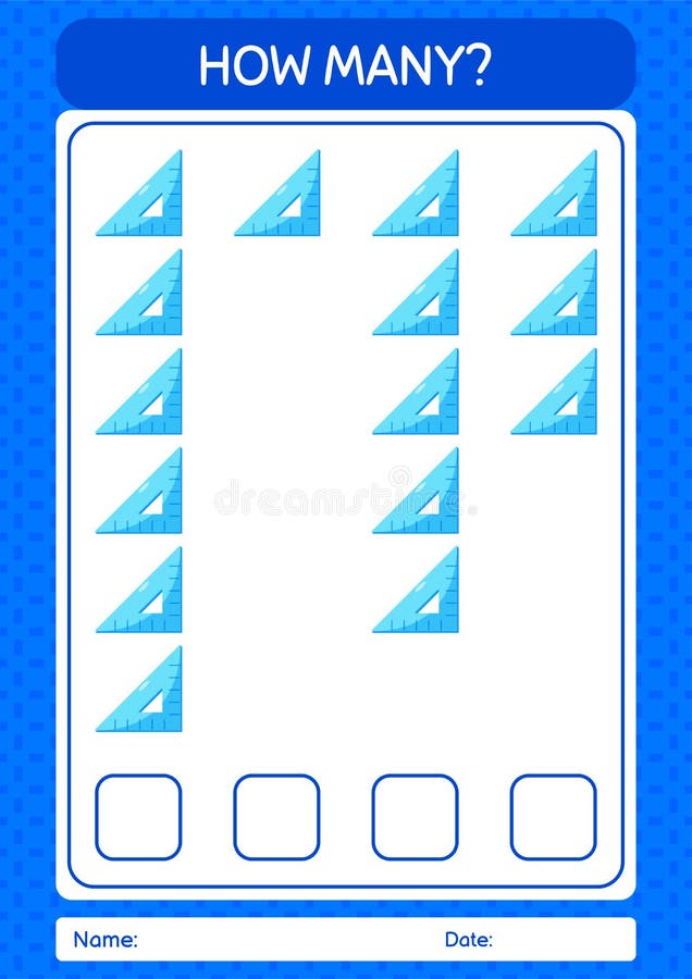 How Many Counting Game with Triangle Ruler. Worksheet for Preschool ...