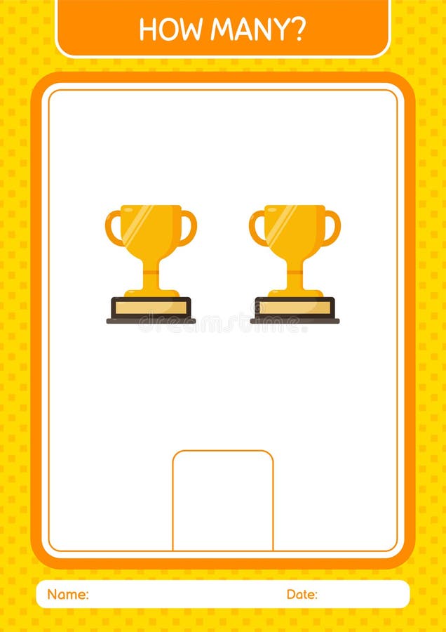 How Many Counting Game with Trophy. Worksheet for Preschool Kids, Kids ...