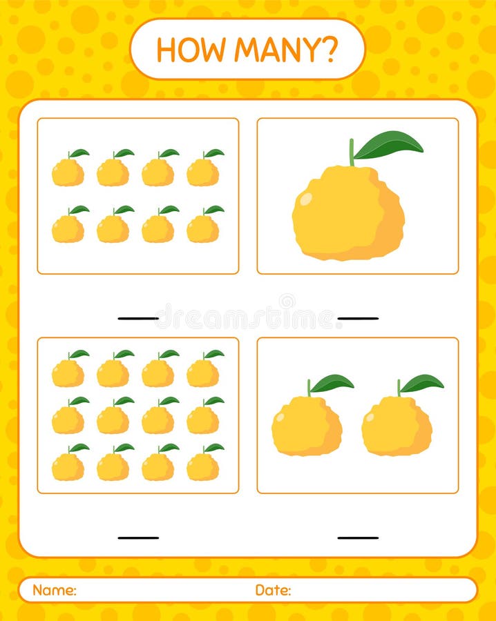 How Many Counting Game with Mango Worksheet for Preschool Kids Stock ...