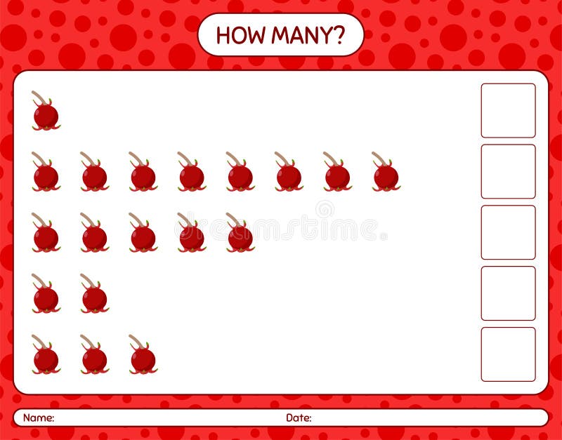 How Many Counting Game with Ugni Worksheet for Preschool Kids Stock ...