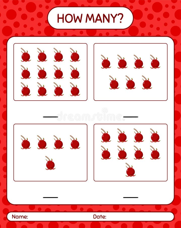 How Many Counting Game Apple. Worksheet for Preschool Kids Kids ...