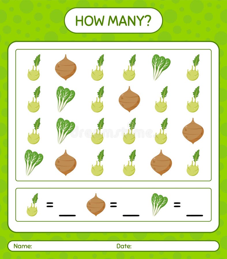 How Many Counting Game with Vegetables. Worksheet for Preschool Kids ...