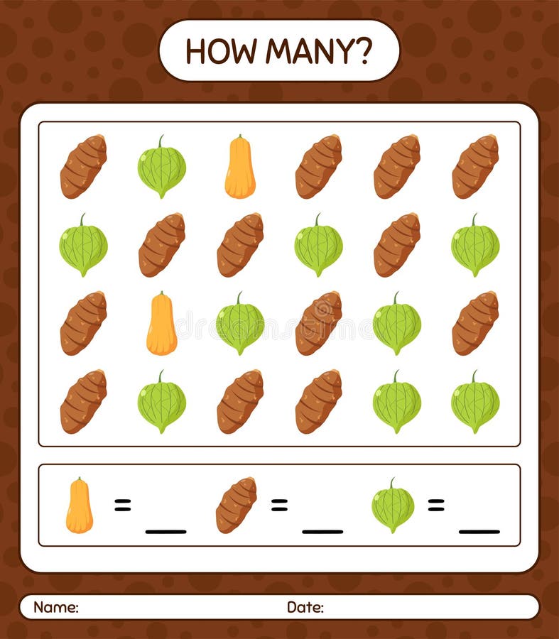 How Many Counting Game with Vegetables. Worksheet for Preschool Kids ...