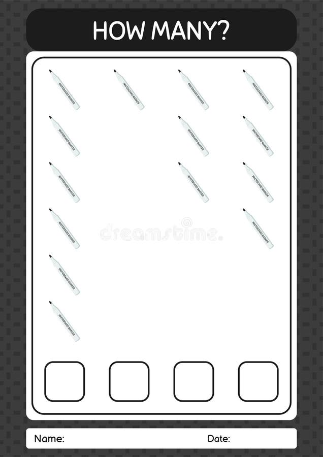 How Many Counting Game with Whiteboard Marker. Worksheet for Preschool ...