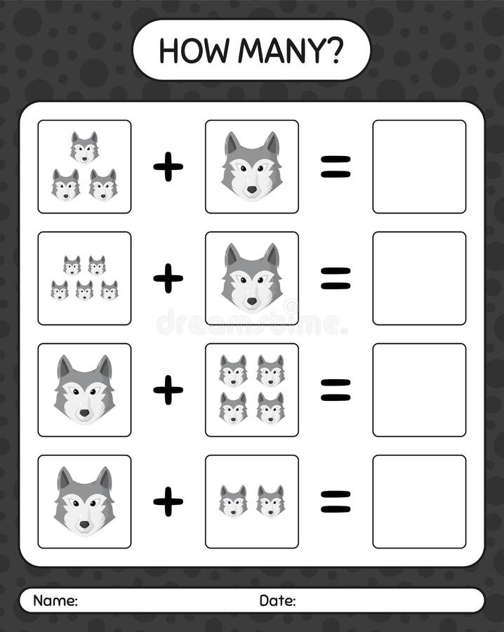 How Many Counting Game with Wolf. Worksheet for Preschool Kids, Kids ...