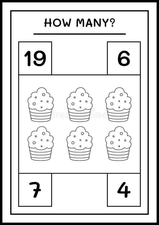 How Many Cup Cake, Game for Children. Vector Illustration Stock Vector ...