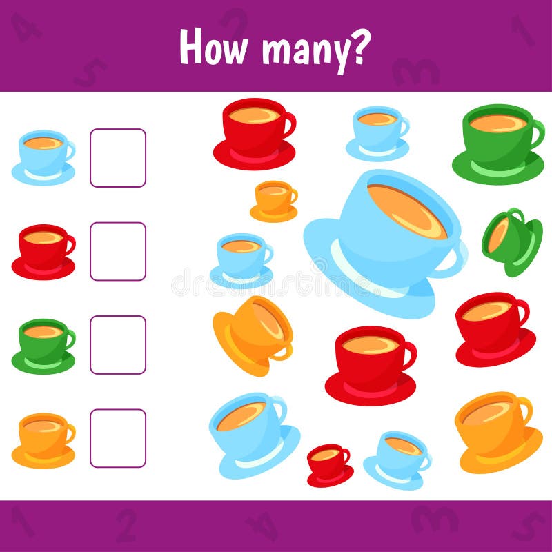 How many cups are there stock vector. Illustration of object - 242852629