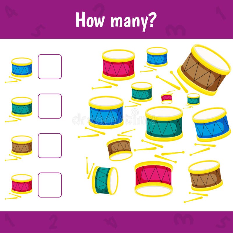 How Many Drums There. Count the Number of Instruments and Write. Math ...