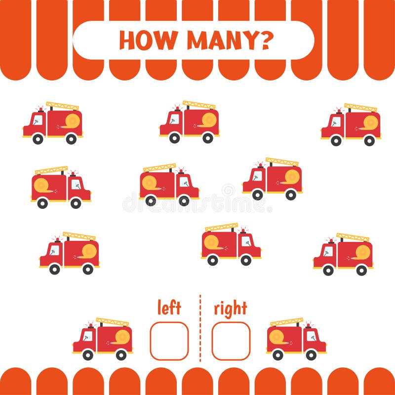 Left or Right Game for Kids. Count School Buses. Worksheet for ...