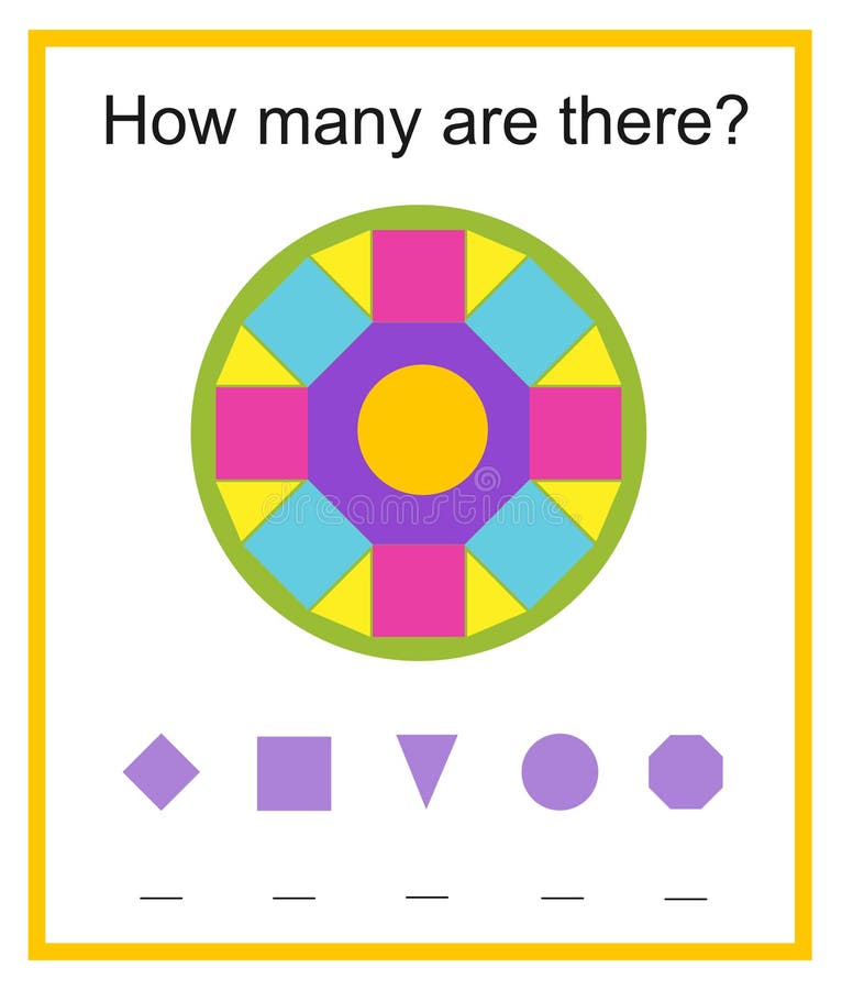 Math Activity for Kids. How Many Geometric Shapes are There? Stock ...
