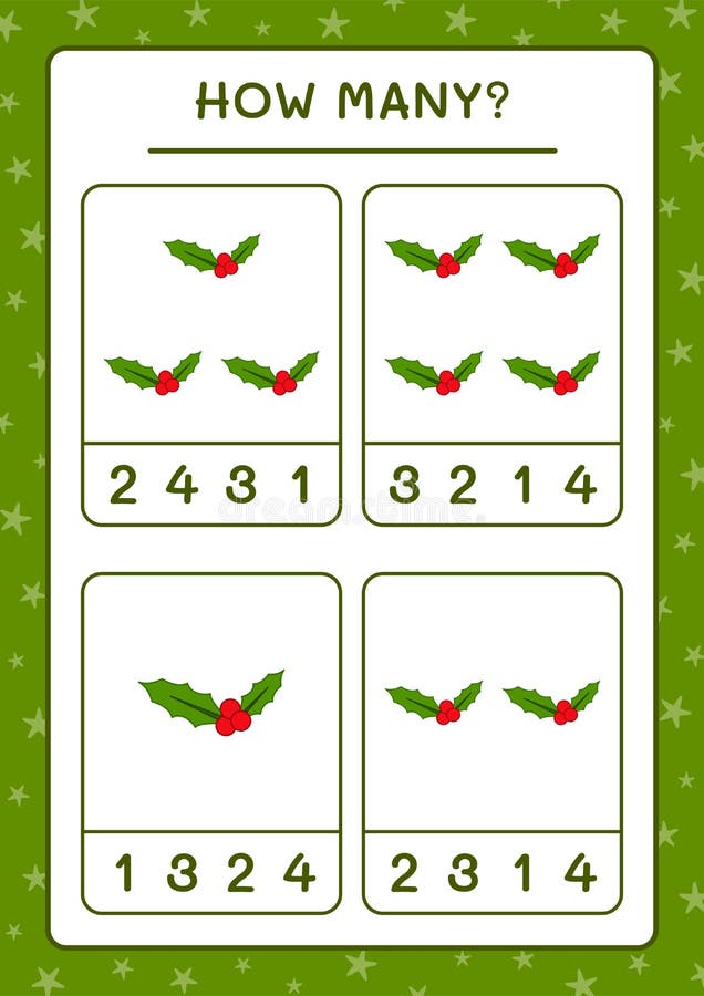 How Many Holly Berry, Game for Children. Vector Illustration Stock ...