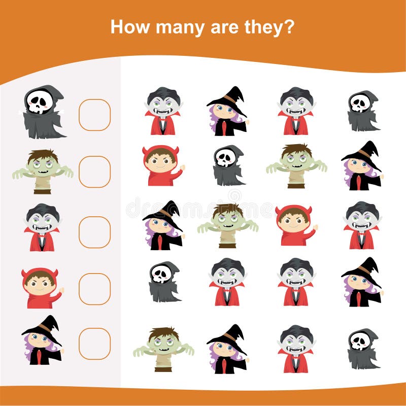 How Many are they Game Worksheet Stock Vector - Illustration of ...