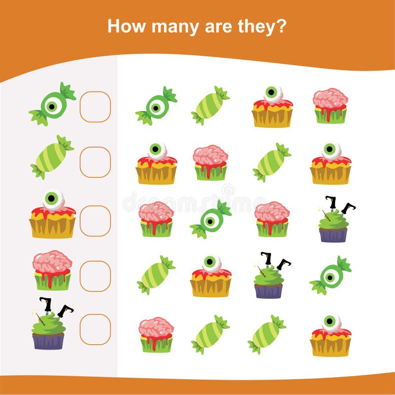 How Many are they Game Worksheet Stock Vector - Illustration of ...