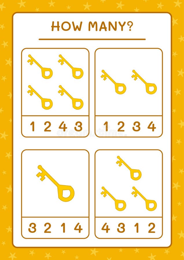 How Many Key, Game for Children. Vector Illustration Stock Vector ...