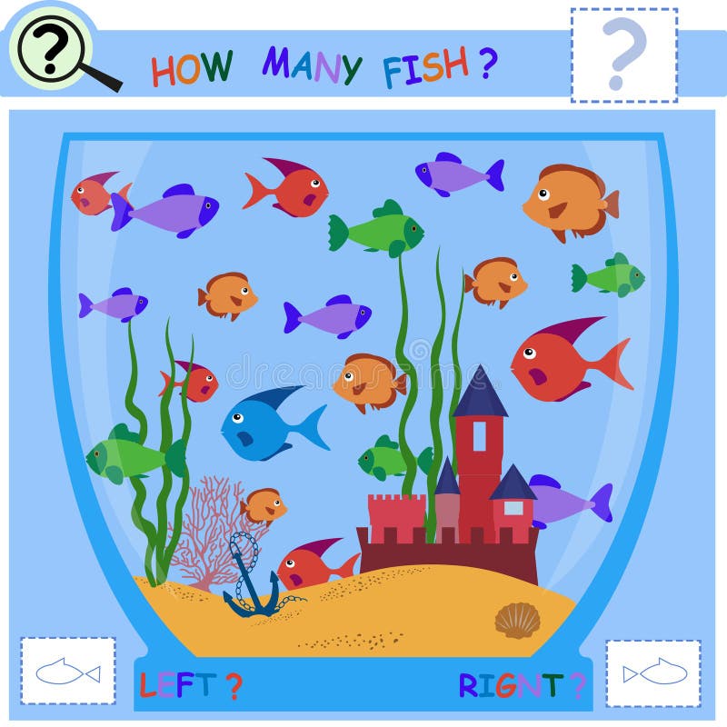 How Many Left and Right? Find and Count Fish. Stock Vector ...