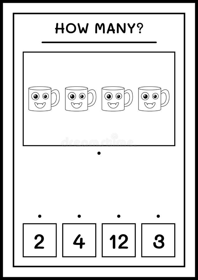 How Many Mug, Game for Children. Vector Illustration Stock Vector ...