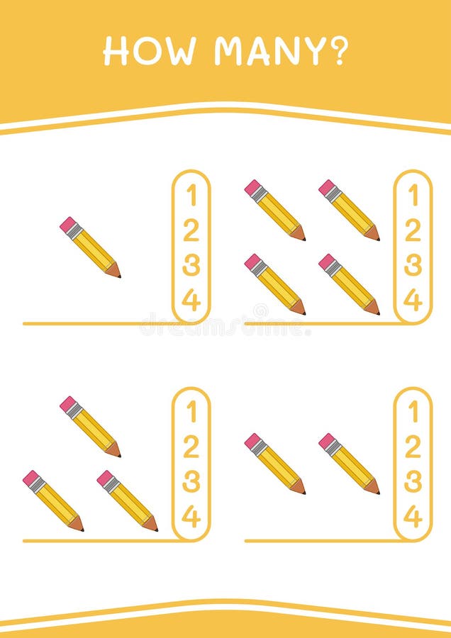 How Many of Pencil, Game for Children. Vector Stock Vector ...
