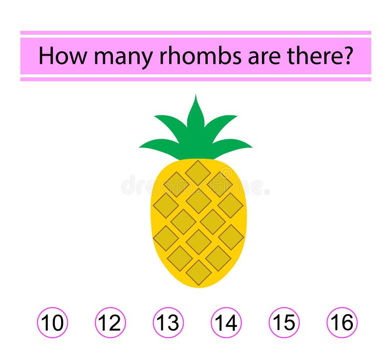 How Many Rhombs are There? Math Game for Kids. Cartoon Pineapple Stock ...