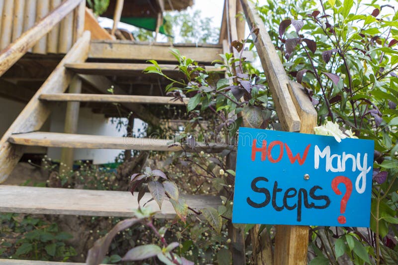 How Many Steps sign stock image. Image of direction - 375459819