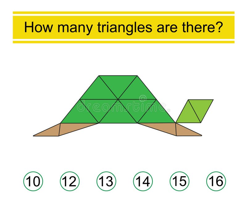 How Many Triangles are There? Math Game for Kids. Cartoon Turtle Stock ...