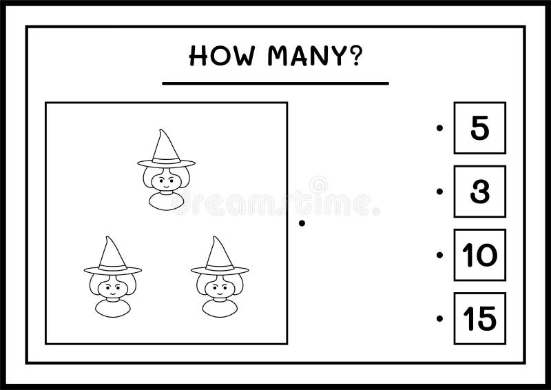 How Many Witch, Game for Children. Vector Illustration Stock Vector ...