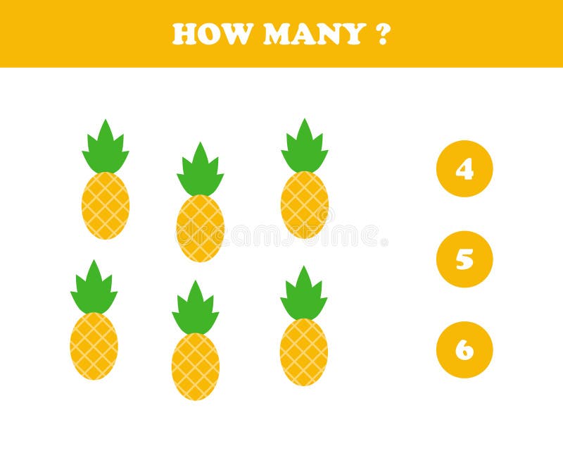 How Many, Worksheet for Kids, Pineapple, Vector Stock Vector ...