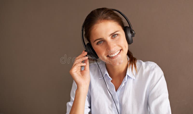 How May I Be of Service Today. an Attractive Young Call Center ...