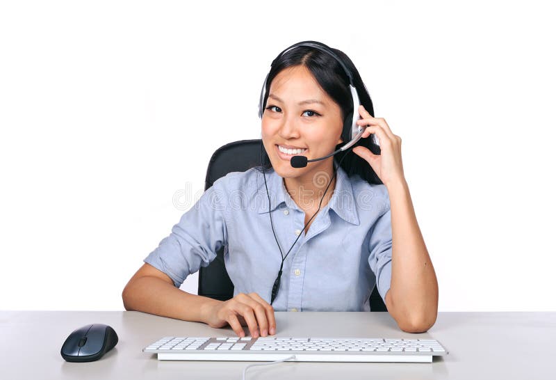 How may I help you? stock photo. Image of happy, girl - 21682786