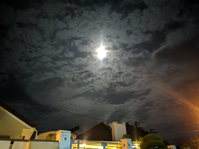 How the moon looks tonight stock image. Image of house - 264137955