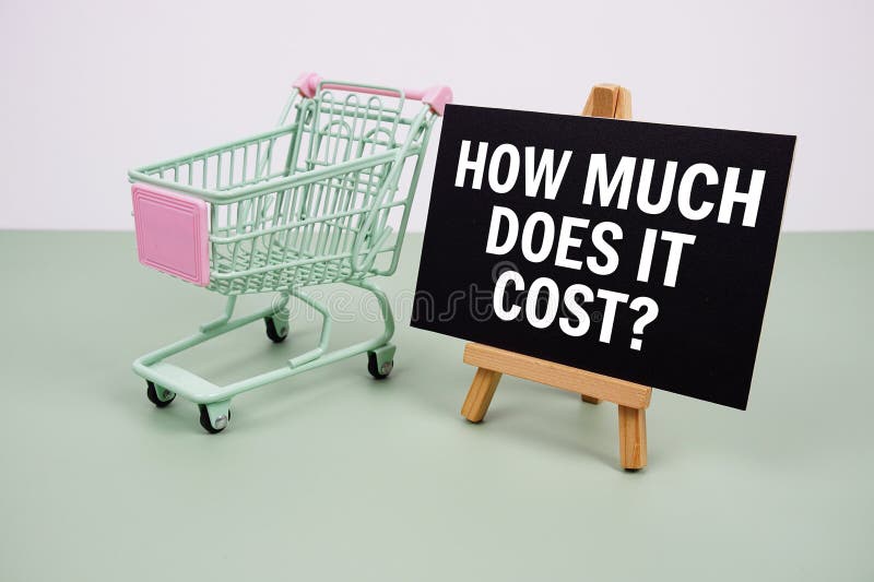 How Much Does it Cost? Text Message and Trolley Shopping Cart on Green ...