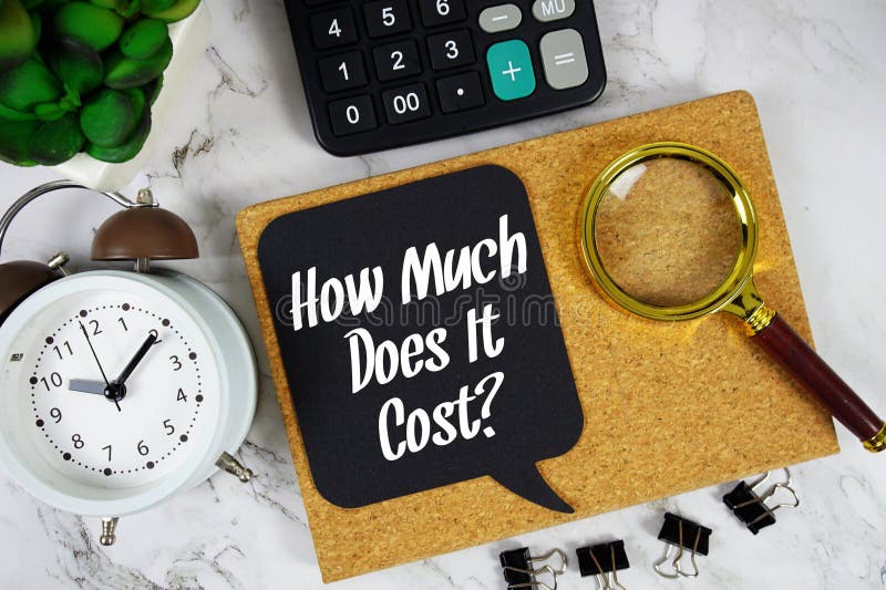 How Much Does it Cost? Text with Model House, Alarm Clock and ...