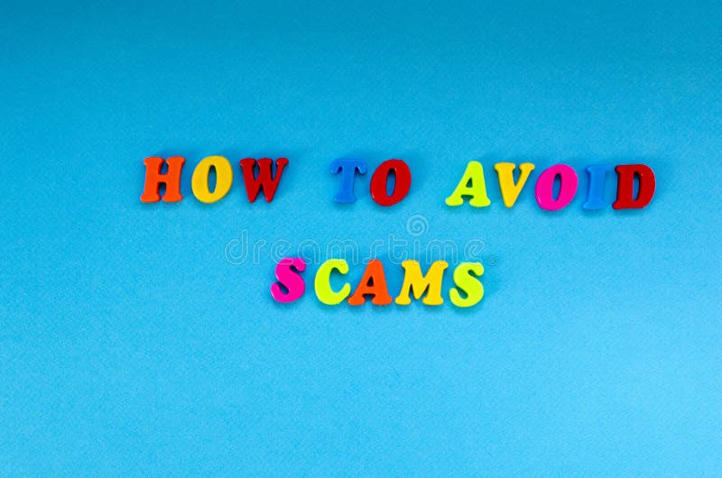 How To Avoid Scam on Blue Paper Background Stock Photo - Image of crime ...