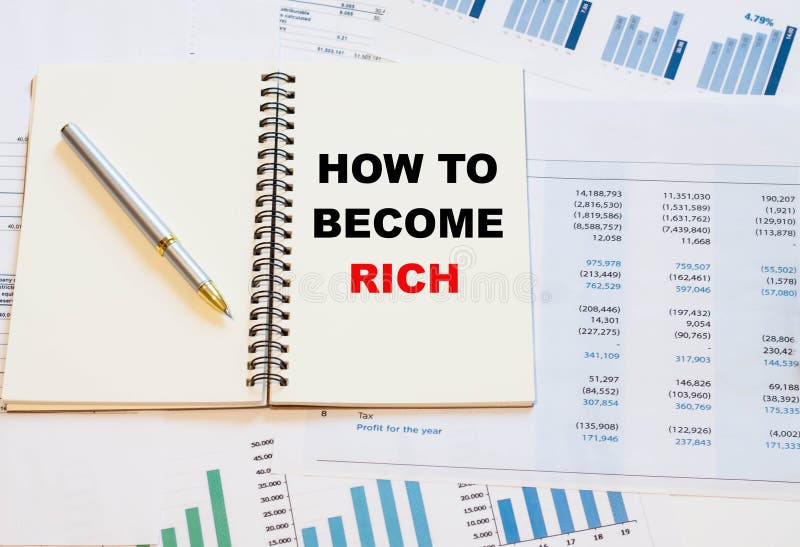 How To Get Rich. Blank Sheet of Paper, Red Paper Clip, Word Ideas and ...