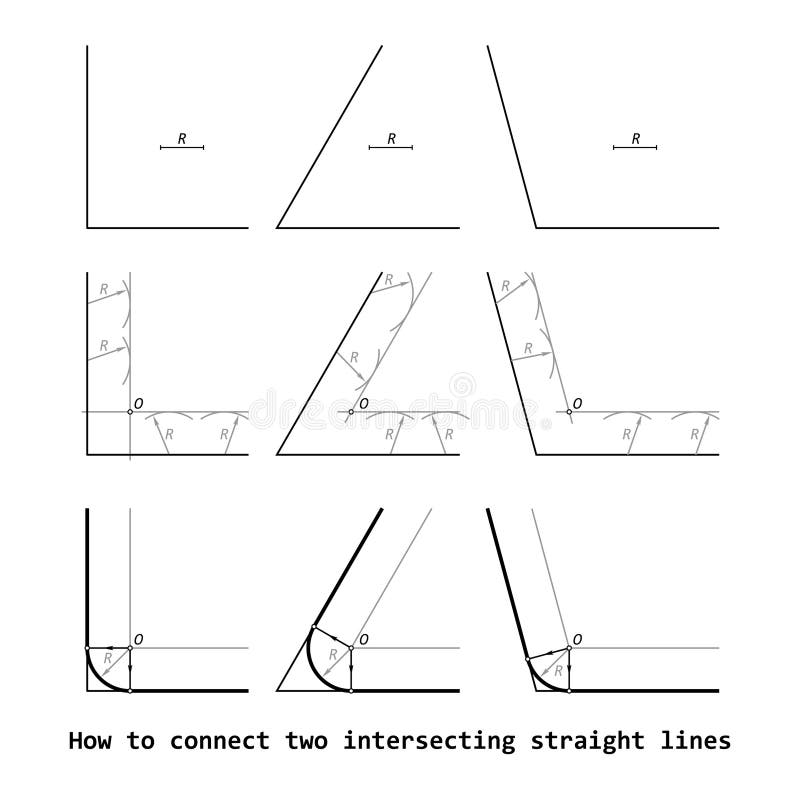 How To Connect Two Intersecting Straight Lines Stock Vector ...