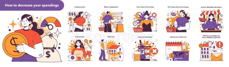 How To Decrease Your Spendings Set. Risk Management in Conditions Stock ...