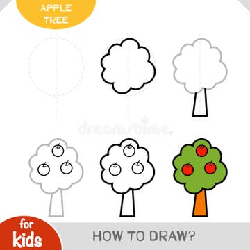 How To Draw Apple Tree for Children. Step by Step Drawing Tutorial ...
