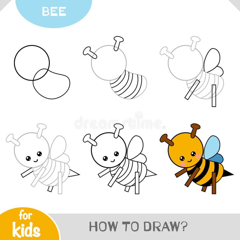 How To Draw Bee for Children. Step by Step Drawing Tutorial Stock ...