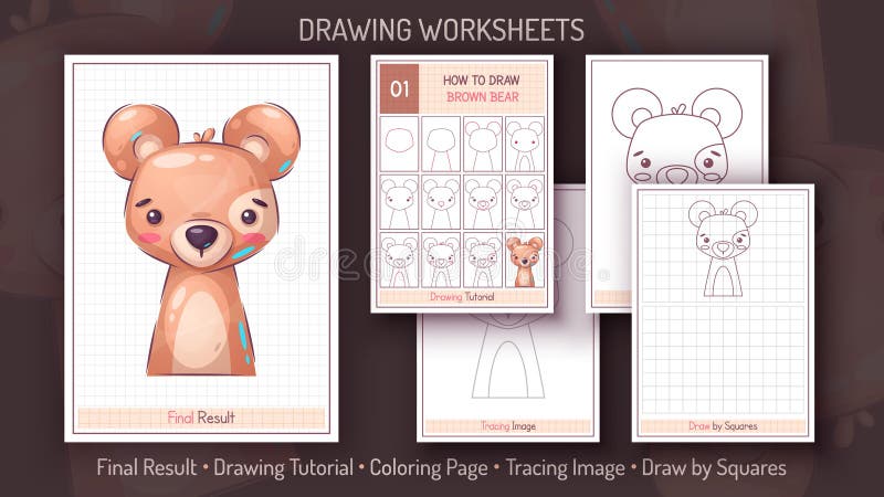 How To Draw a Brown Bear. Step by Step Drawing Tutorial. Draw Guide ...