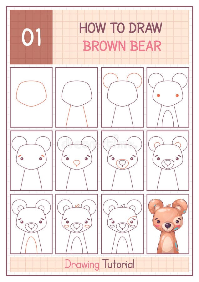 How To Draw a Brown Bear. Step by Step Drawing Tutorial. Draw Guide ...